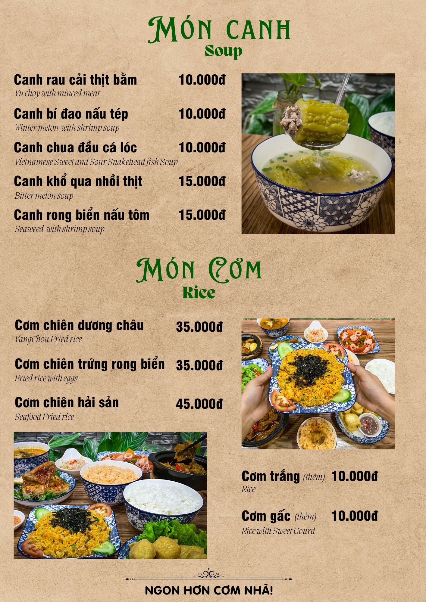 BẾP CỎ THƠM - MENU